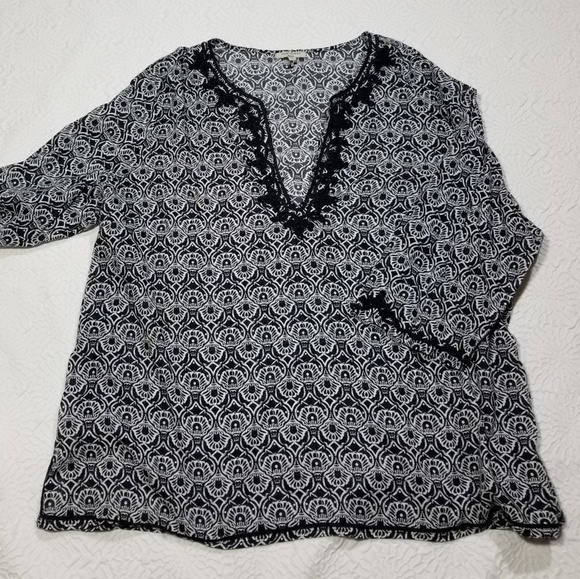 Anne Carson | Tops | Anne Carson Women Navy White Cottontunic | Poshmark